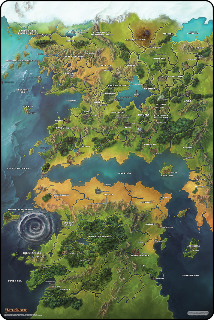 Golarion World Map - Pathfinder 2e (XL Deskmat) – GameHead | GamerMats