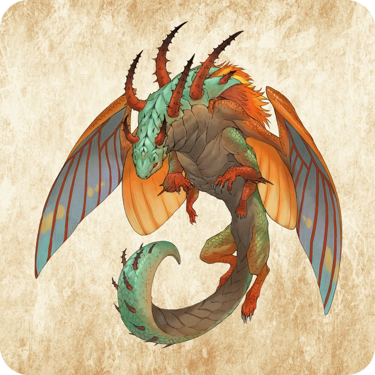 Royal Walnut Moth - Moth Dragon Series 4in Coaster – GameHead | GamerMats